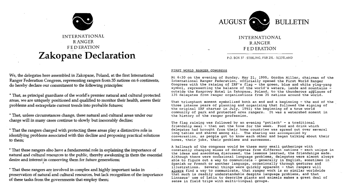 Historical documents on 1st World Ranger Congress rediscovered ...